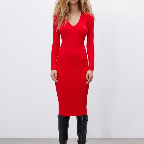 Zara | Dresses | Zara Ribbed Knit Dress | Poshmark